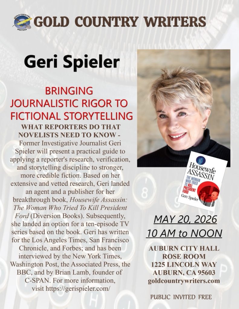 May 20 – Speaker Geri Spieler – Gold Country Writers